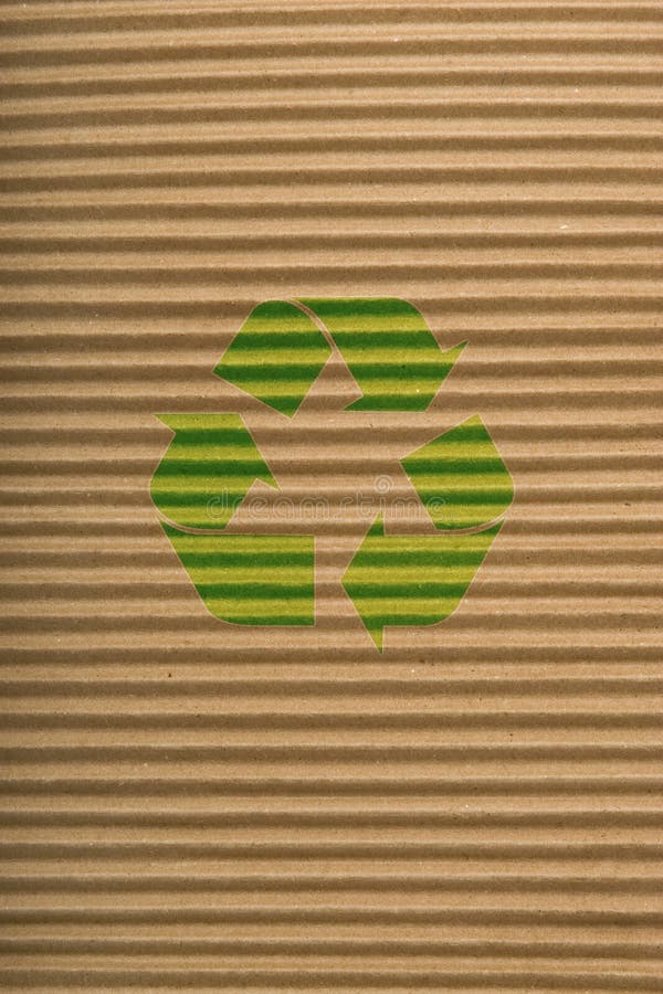 Brown Cardboard Texture and Recycling Sign Stock Photo - Image of ...