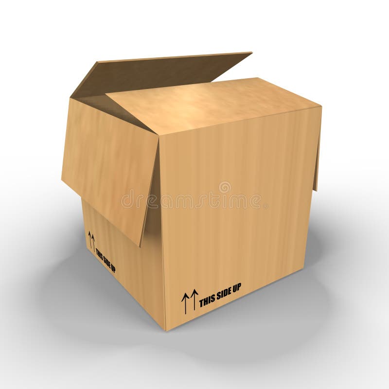A Brown Carton Box - a 3d Image Stock Illustration - Illustration of ...