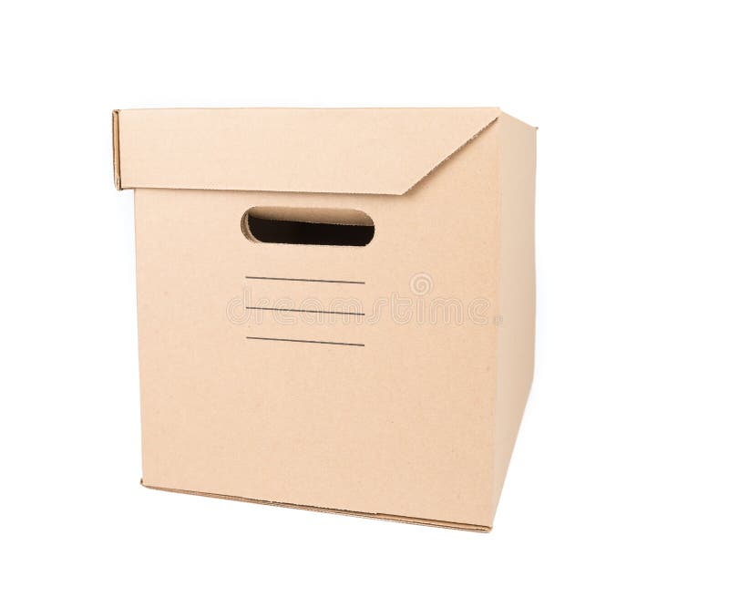 Brown Carton Box Isolated on White Stock Photo - Image of package ...