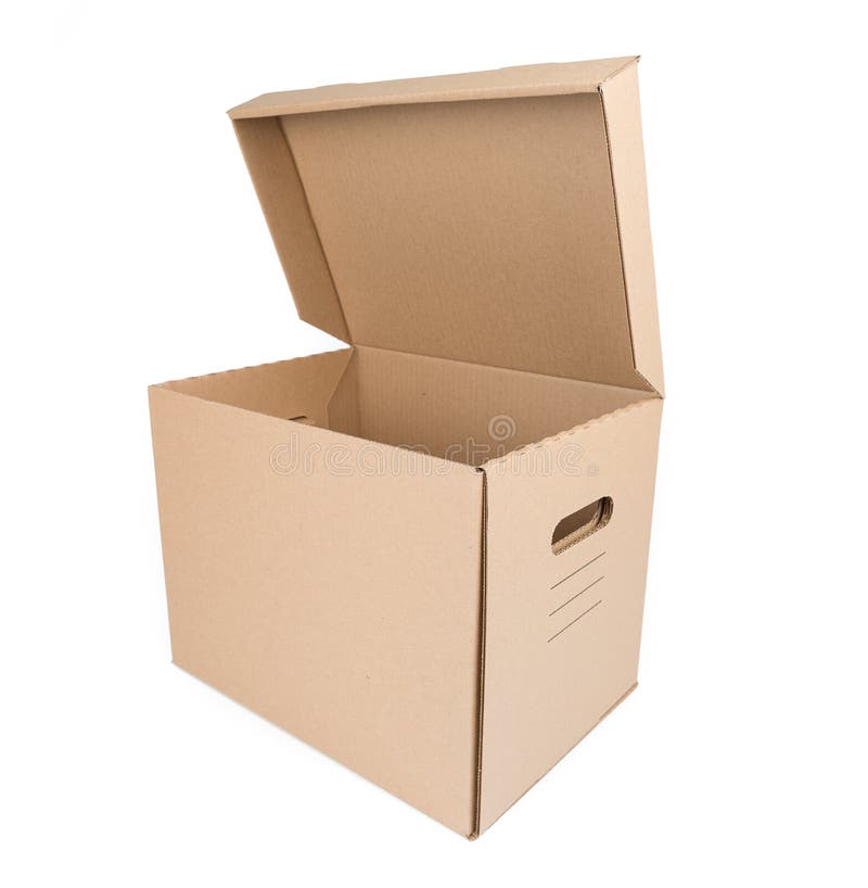 Brown Carton Box Isolated on White Stock Photo - Image of package ...