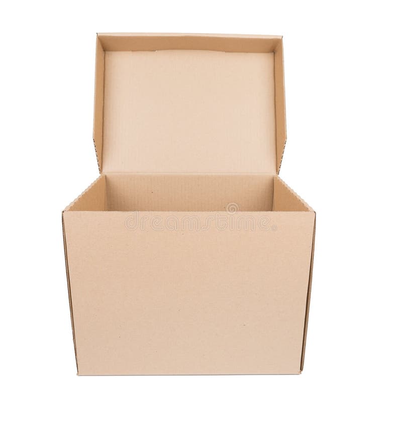Brown Carton Box Isolated on White Stock Photo - Image of package ...