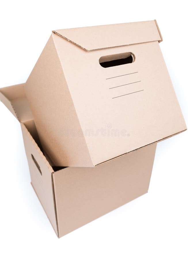 Brown Carton Box Isolated on White Stock Photo - Image of package ...