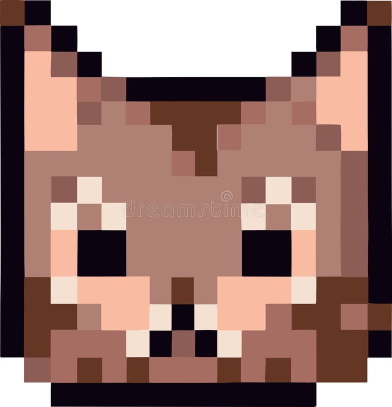 Brown cat face pixel art stock vector. Illustration of brand - 301715068