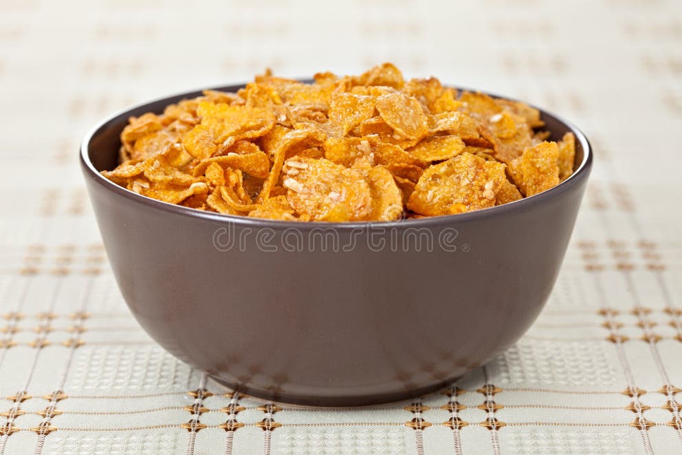 Bowl of Crunchy Nuts Corn Flakes for Breakfast Stock Photo - Image of ...