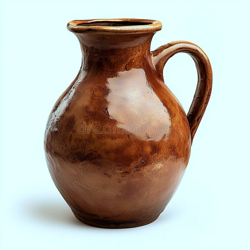 Ceramic Pitcher Brown Jug Rustic Pottery Container Artwork Isolated on ...