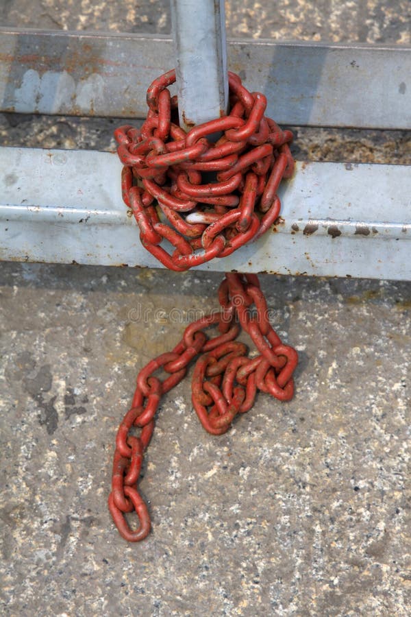 Brown Chains on the Metal Railing Stock Photo - Image of limit, iron ...