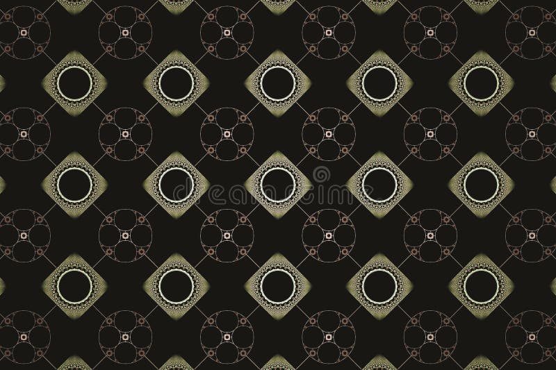 Brown Checkered Pattern of Squares and Circles on a Black Background ...