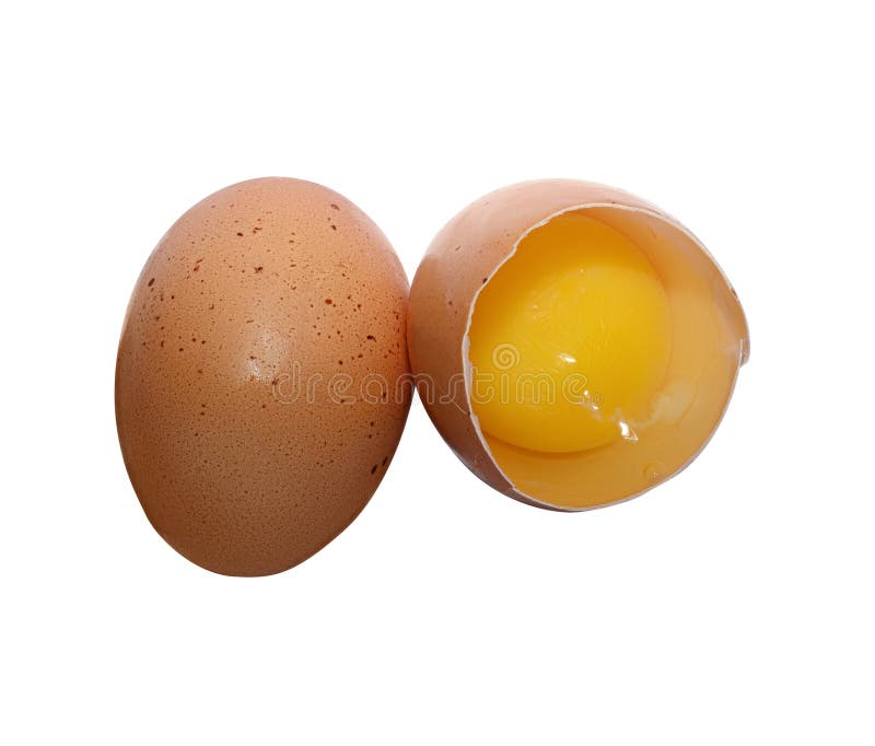 One Whole and a Broken Chicken Egg on White. Chicken Egg with Cl Stock ...