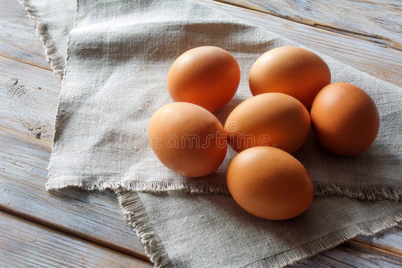 Brown Chicken Eggs on a Vintage Background with Copyspace Stock Image ...