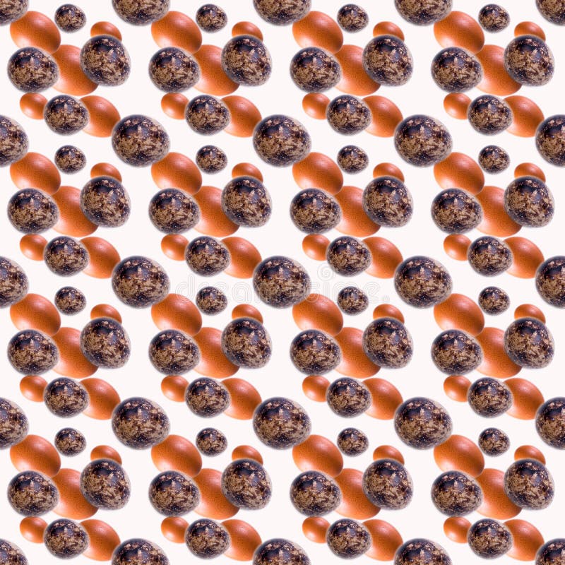 Brown Chicken with Quail Eggs, Laid Out in a Seamless Pattern, on a ...