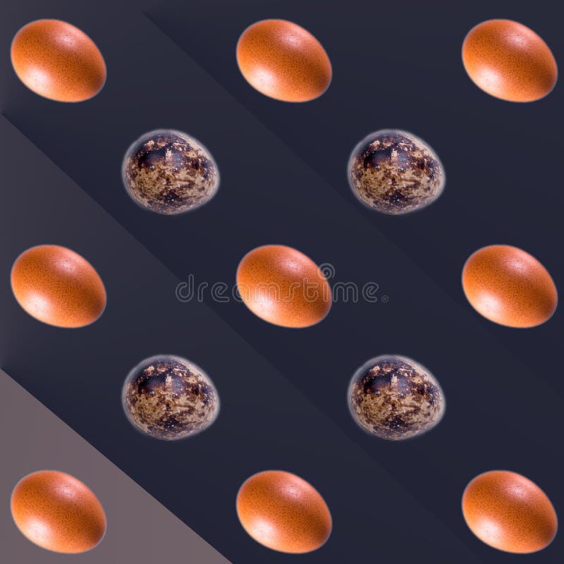 Brown Chicken with Quail Eggs, Laid Out in a Seamless Pattern, on a ...