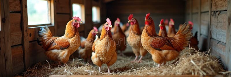 Brown Chickens Rustic Coop Hay Wooden Floor Stock Photos - Free ...