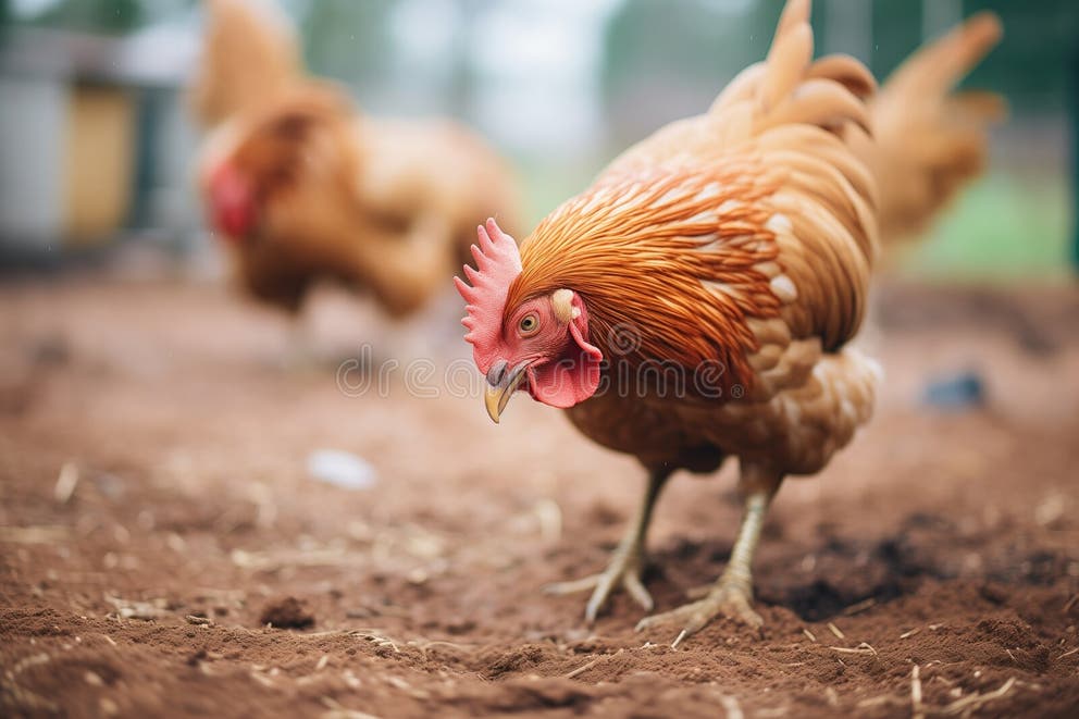 Brown Chickens Scratching in Dirt Stock Image - Image of farming ...