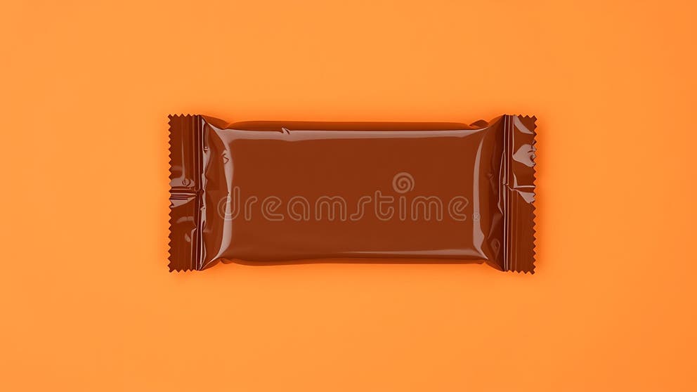 Brown Chocolate Candy Bar Wrapper on Orange Background Stock ...