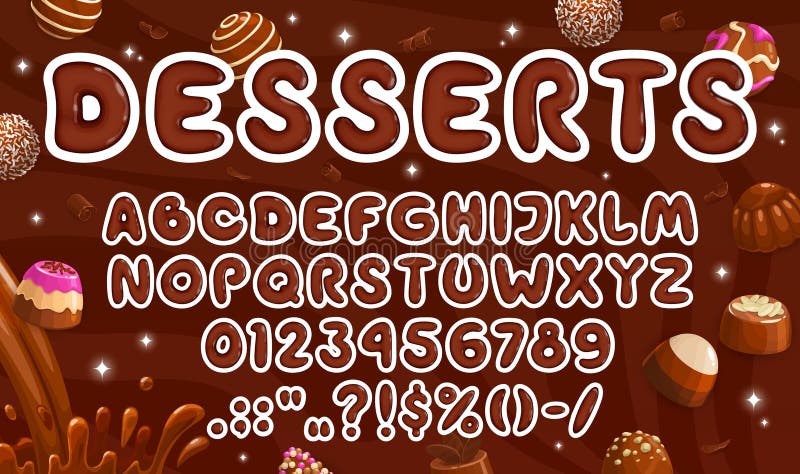Brown Chocolate Font, Candy Type, Choco Typeface Stock Illustration ...