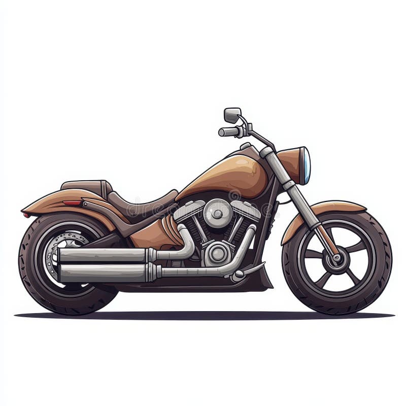 Brown Classic Cruiser Motorcycle Side View Illustration Stock ...