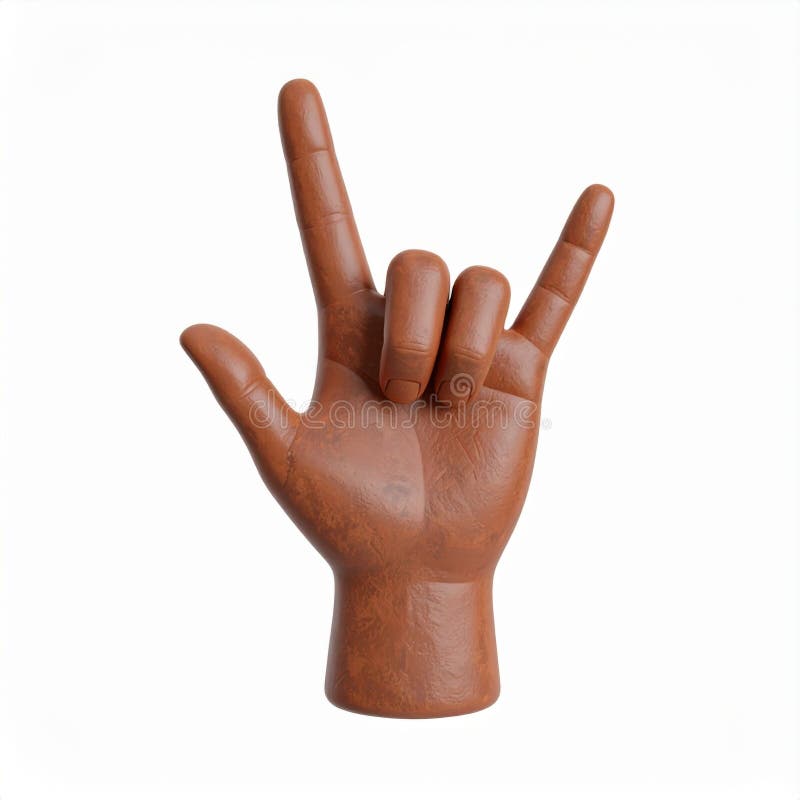 Brown Clay Hand Forming Rock and Roll Gesture Stock Illustration ...