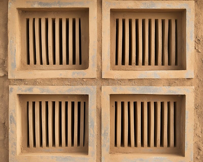 Brown Clay Ventilation Slits Square Pattern Texture Wall Old Grid Tile ...