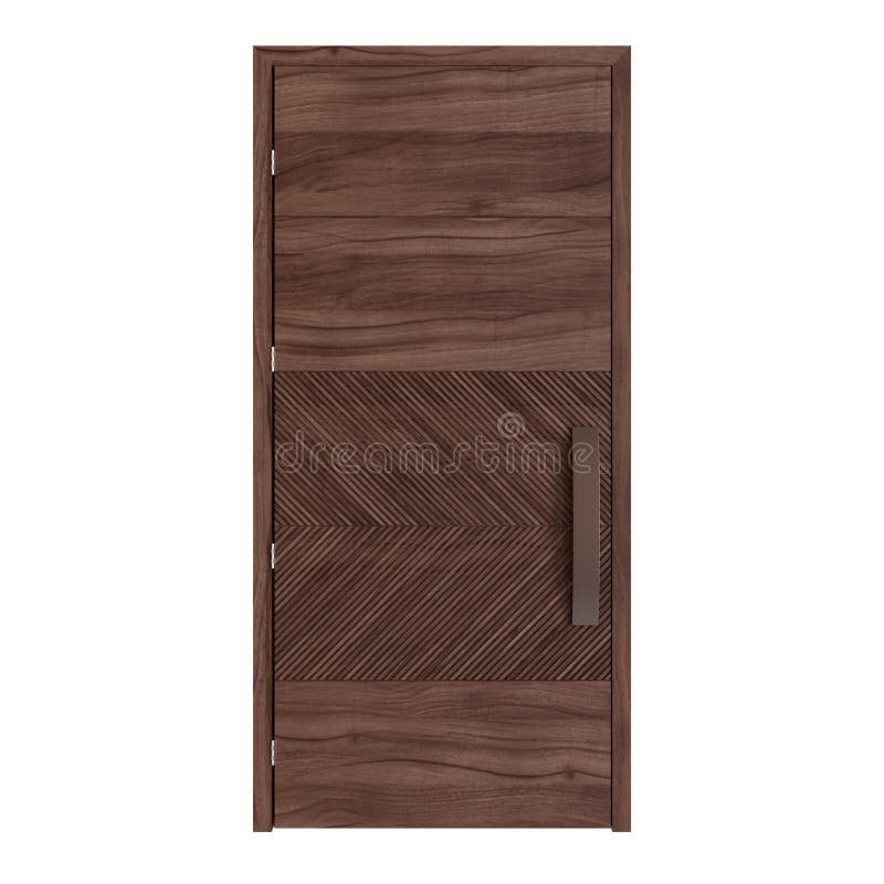Brown Close Interior Door. Realistic 3D Render. Isolated on White ...