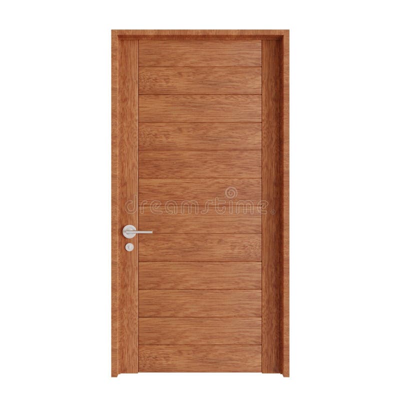 Brown Close Interior Door. Realistic 3D Render. Isolated on White ...