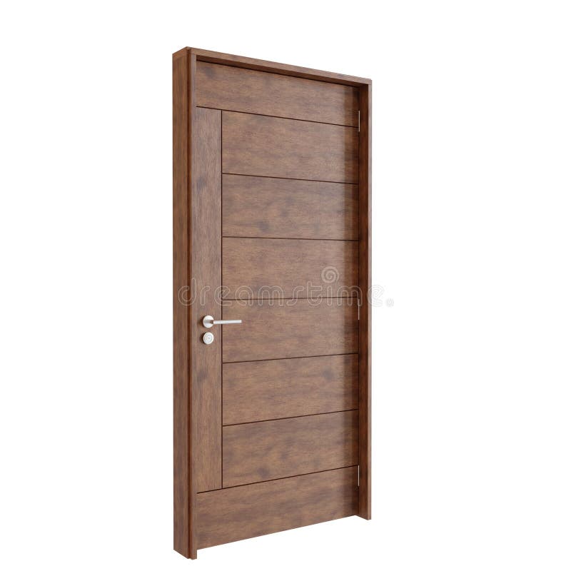 Brown Close Interior Door. Realistic 3D Render. Isolated on White ...