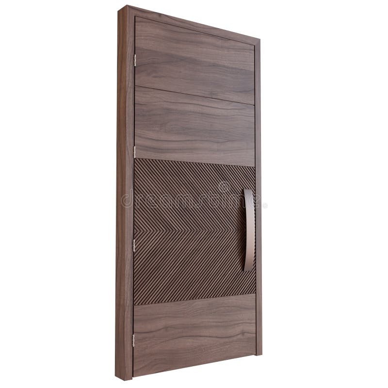Brown Close Interior Door. Realistic 3D Render. Isolated on White ...