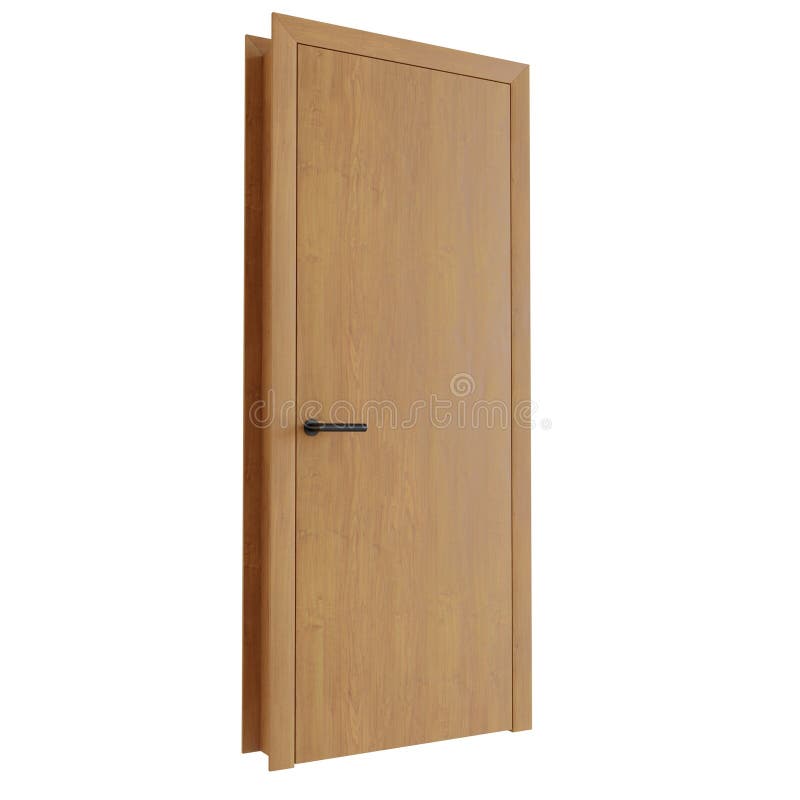 Brown Close Interior Door. Realistic 3D Render. Isolated on White ...