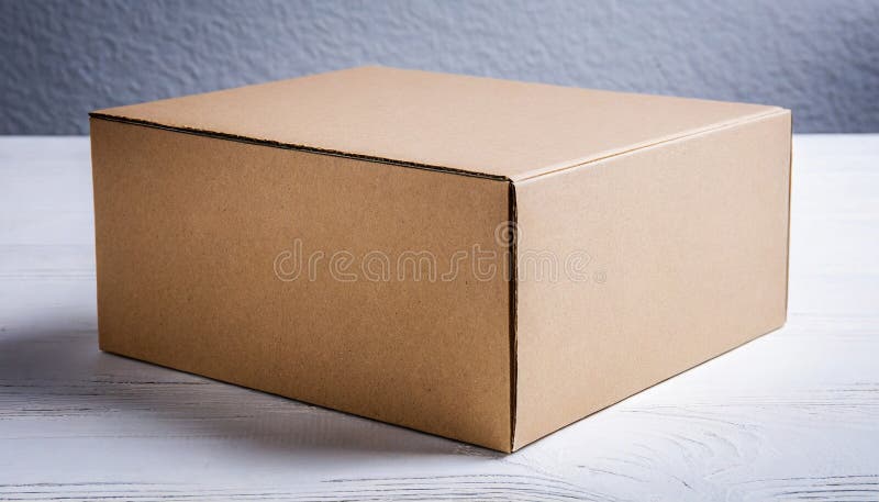 Brown Closed Cardboard Box, Gray Backdrop. Craft Eco Package Stock ...