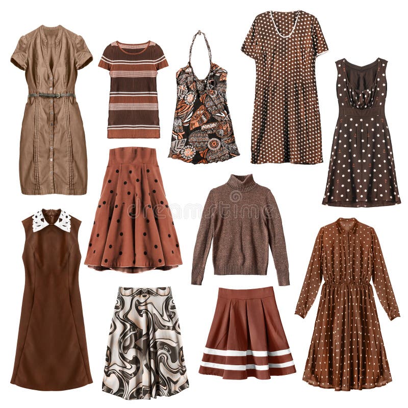 Brown clothes isolated stock photo. Image of skirt, elegant - 82607644