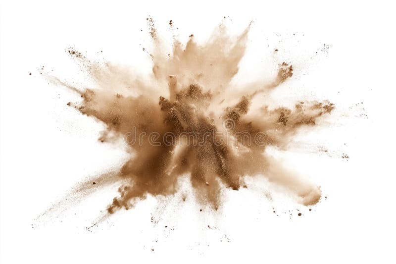 Brown Cloudburst Explosion with Dark Shadow on Light Gray Background ...