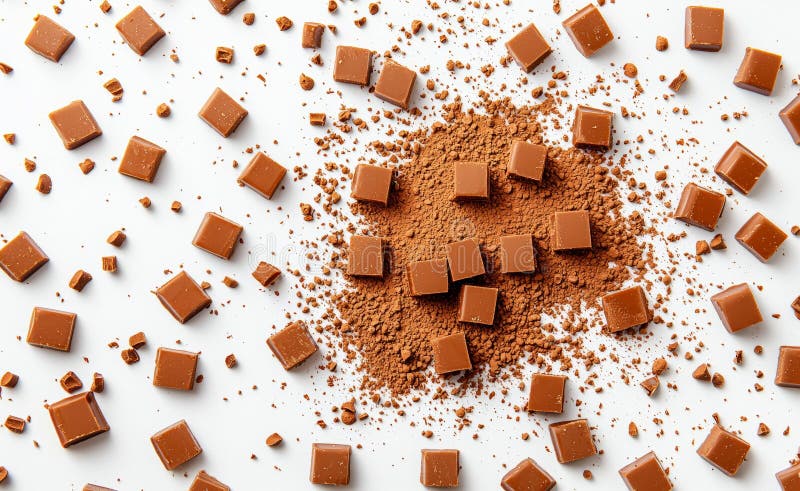 Brown Cocoa Powder and Chunks Cover the Surface, Indicating the Use of ...
