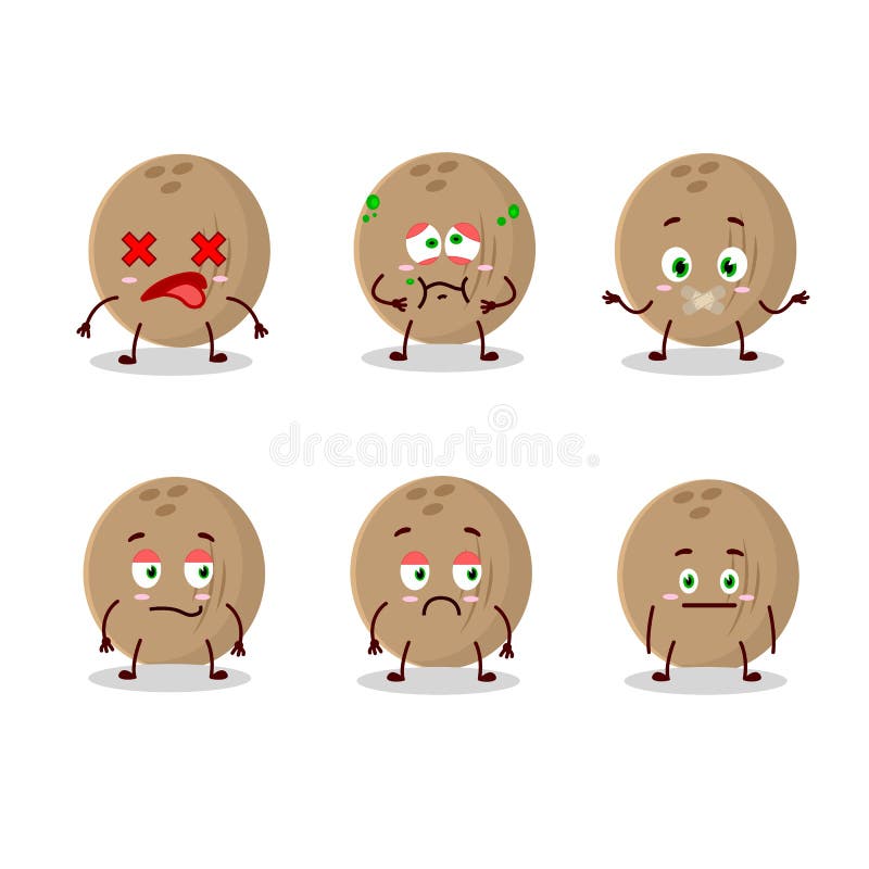 Brown Coconut Cartoon Character with Nope Expression Stock Vector ...
