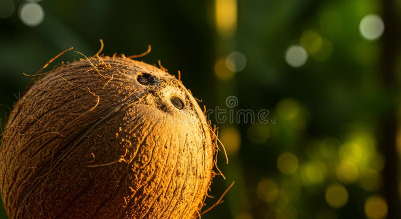 Brown Coconut Close Up Tropical Fruit Nature Stock Illustration ...