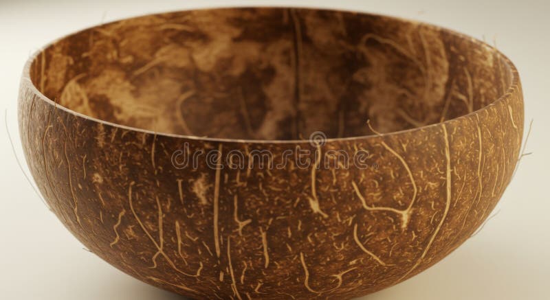Brown Coconut Shell Bowl on White Background Stock Illustration ...