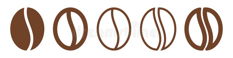 Brown Coffee Bean Icons Set. Vector Isolated on Background Stock Vector ...