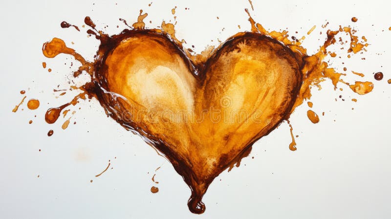 Brown Coffee Heart Splash Abstract Art Design Stock Illustration ...