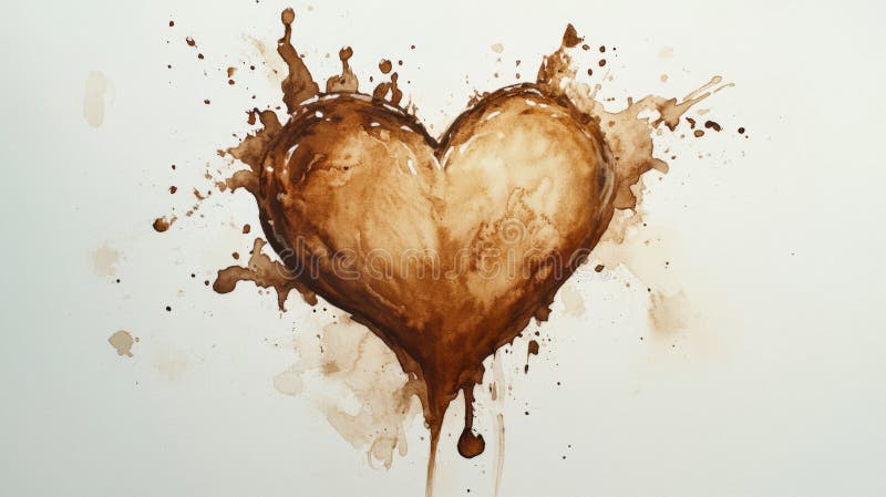 Brown Coffee Heart Splash on White Background Stock Illustration ...