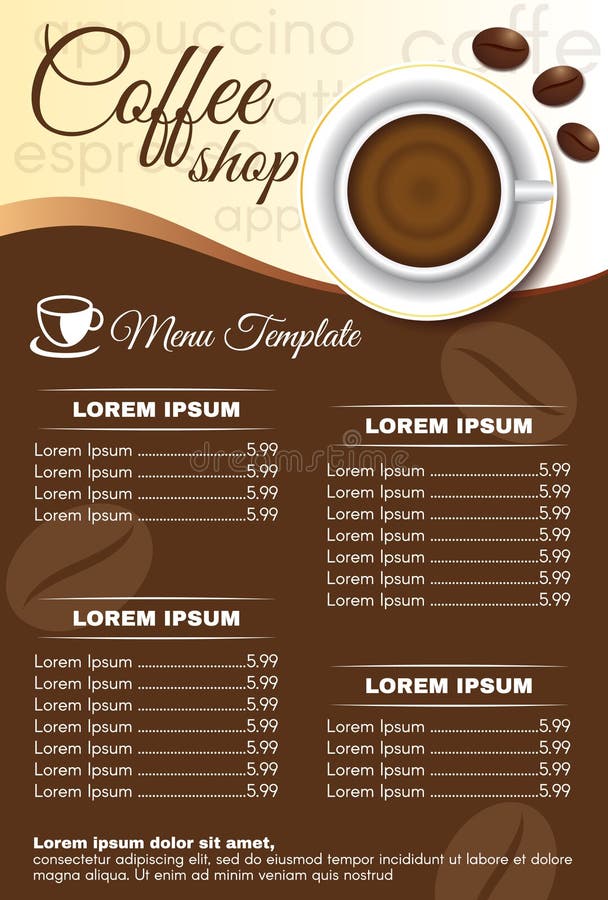 Brown Coffee Shop Menu Order Vector Design Stock Vector - Illustration ...