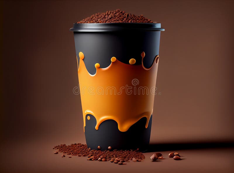 Brown Coffee To Go Cup Ads. Illustration AI Generative Stock ...