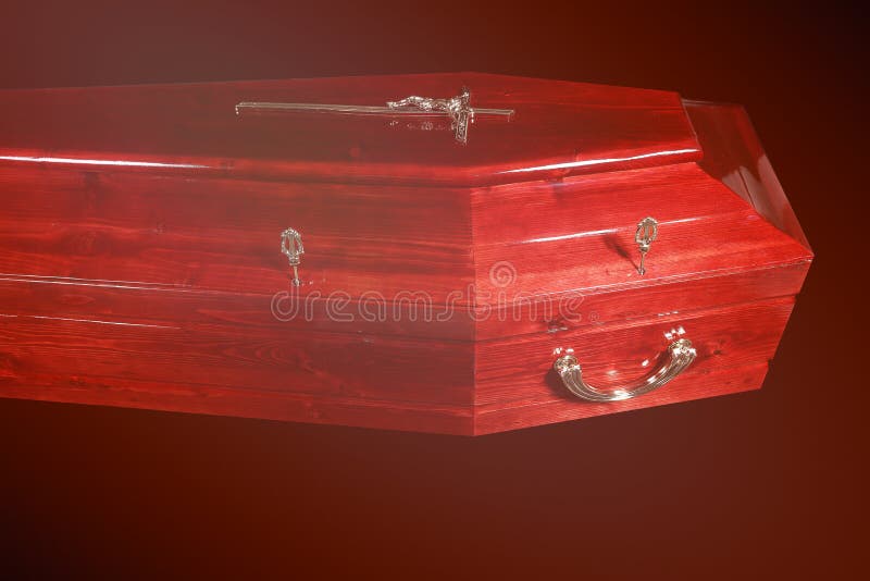 Brown Coffin, Close-up View Stock Photo - Image of mortuary, handles ...