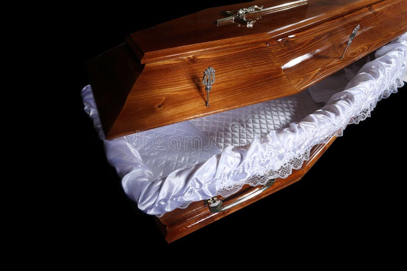 Brown Coffin, Inside Close-up View Stock Image - Image of handles, case ...