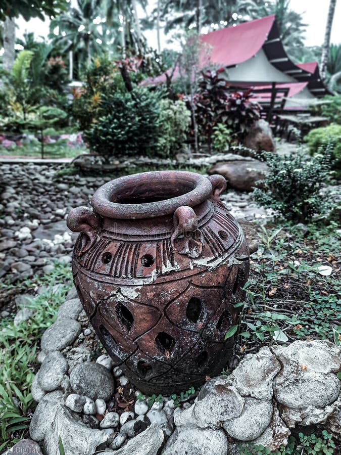 Brown Color Antique Jar in the Resort Stock Photo - Image of resort ...