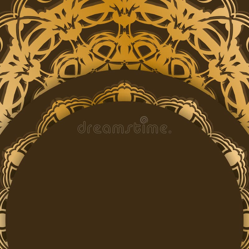 Brown Color Card with Indian Gold Pattern for Your Design. Stock Vector ...