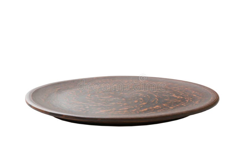 Brown Color Ceramic Round Plate Isolated Over White Background ...