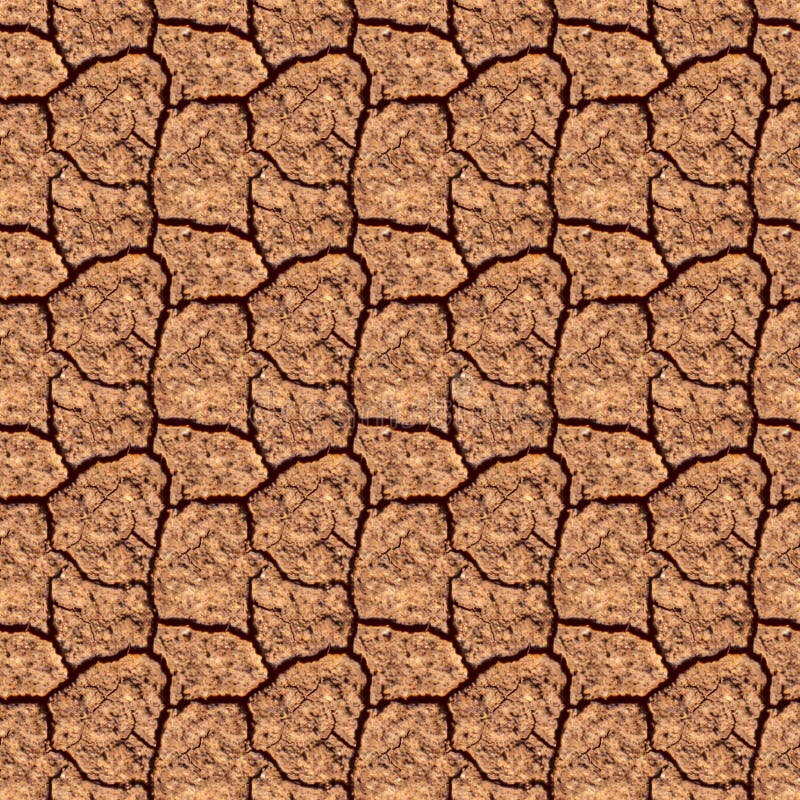 Dry Cracked Land Surface Texture Seamless Pattern Stock Image - Image ...