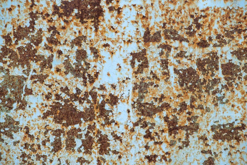 Blue Rusty Sheet of Metal. Brown Color Front View. Dirty Stock Photo ...