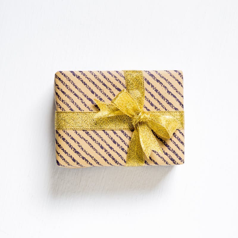 Brown Color Stripe Pattern Gift Box on White Background Stock Photo ...