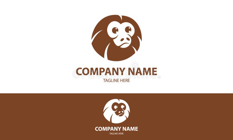 Brown Color Monkey Head Logo Design Stock Vector - Illustration of ...