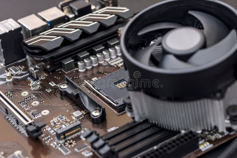 Brown Color Motherboard Top View, Computers and Electronic Theme Stock ...