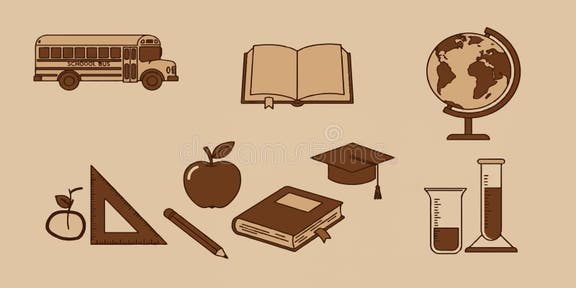 Brown Color Objects Vector Set. Educational Illustration Stock Vector ...